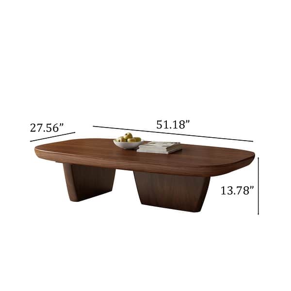 51" Modern Coffee Table with Two Legs,Solid Wood Veneer, Retangular Coffee Table for Living Room ...